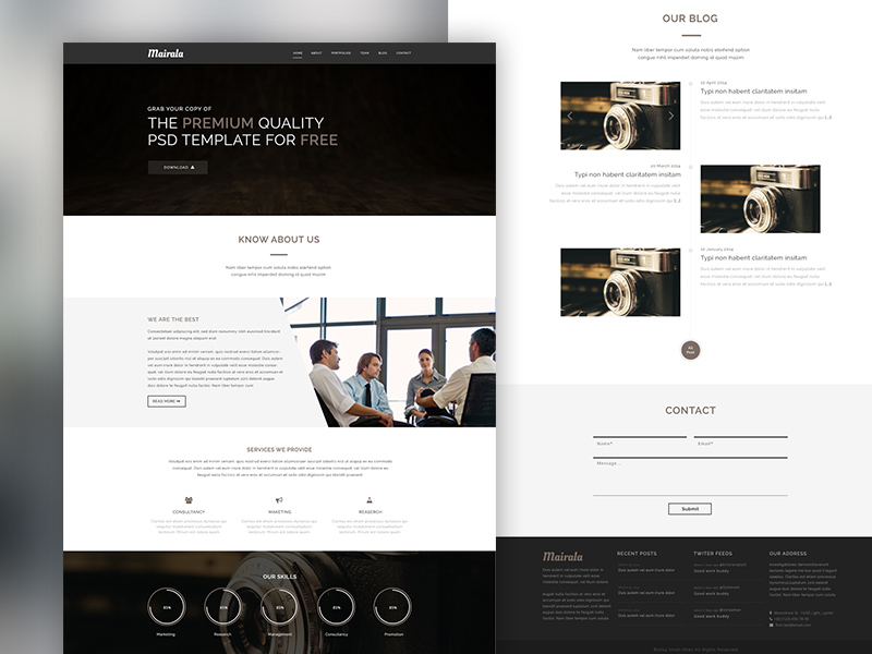 One Page Corporate Agency Template | Free PSD Template | PSD Repo