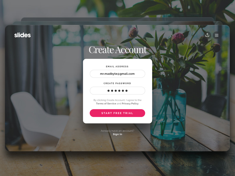Slides: Registration Form | Free PSD Template | PSD Repo