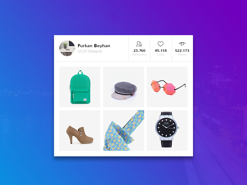 Dribbble Profile Card | Free PSD Template | PSD Repo