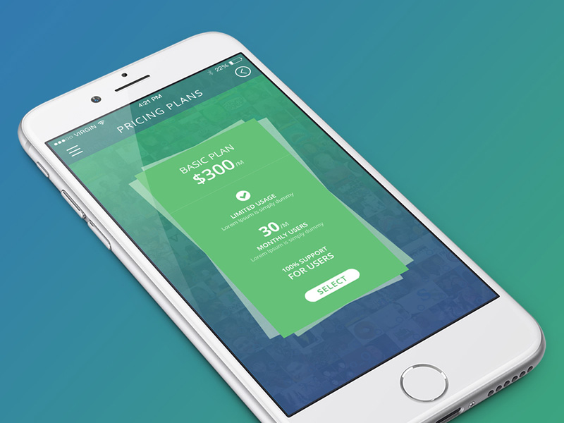 Pricing Table Screen For iOS | Free PSD Template | PSD Repo