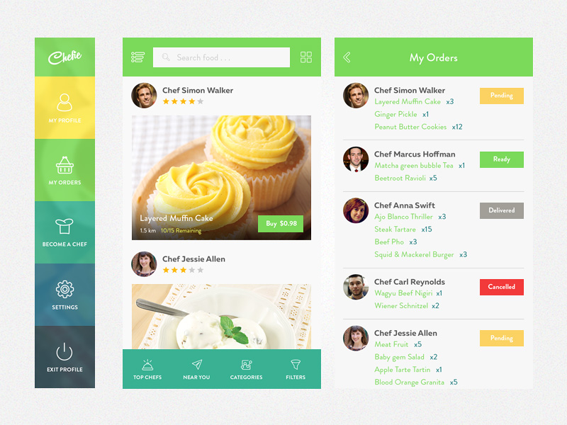Chefie App | Free PSD Template | PSD Repo