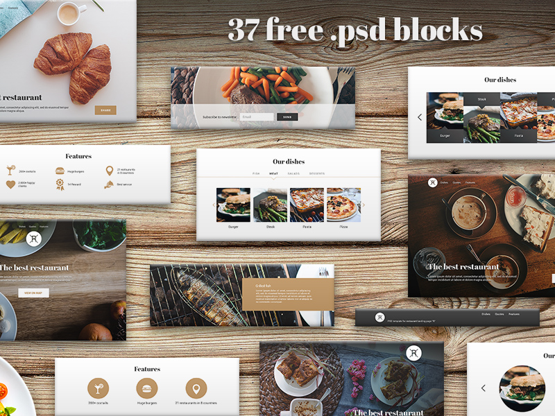 37 Blocks For Restaurant Landing Page | Free PSD Template | PSD Repo