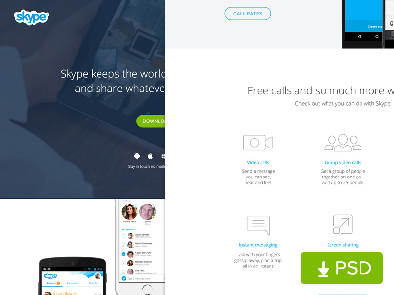 Skype Website Redesign | Free PSD Template | PSD Repo
