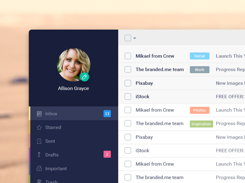 Email App | Free PSD Template | PSD Repo