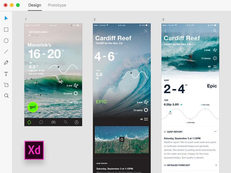 Adobe XD Onshore Surf Stats | Free Xd Templates
