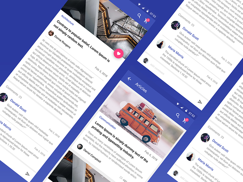 Article Detail Mobile Screens | Free PSD Template | PSD Repo