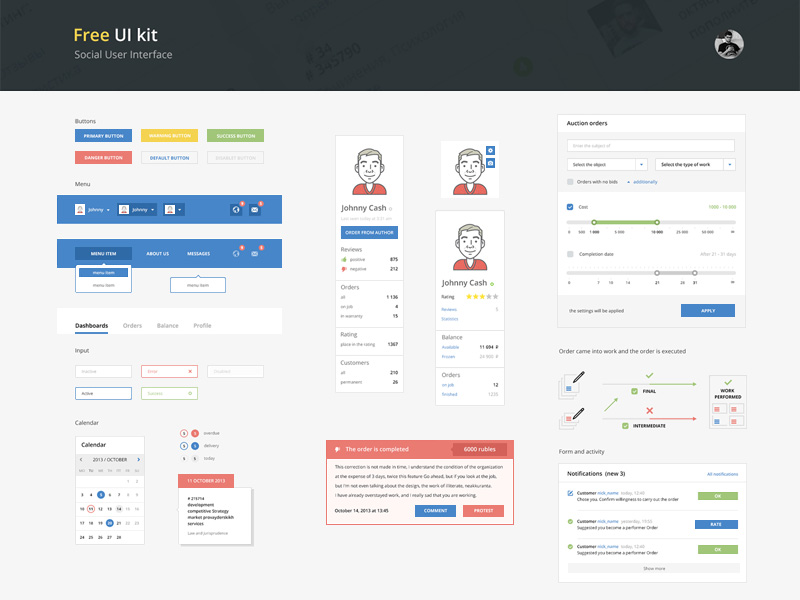 Social User Interface Kit | Free PSD Template | PSD Repo