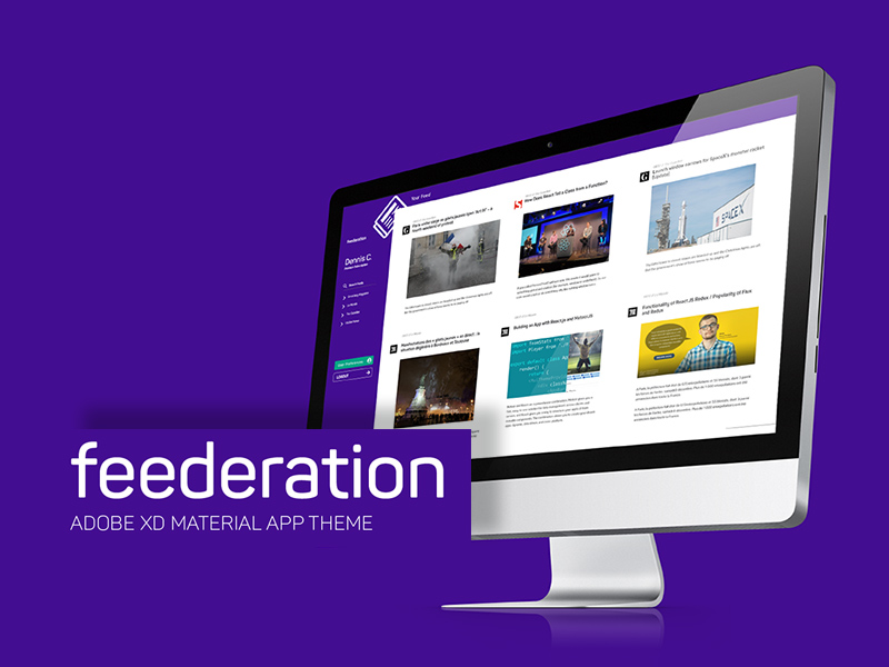 Feederation - Material UI Prototype Theme For Xd | Free Xd Templates