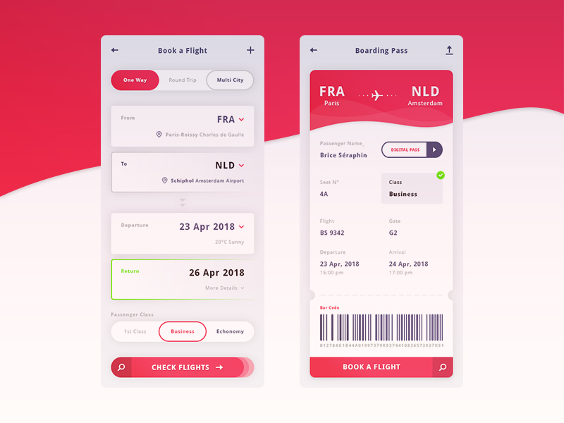 Flight App UI Kit | Free PSD Template | PSD Repo