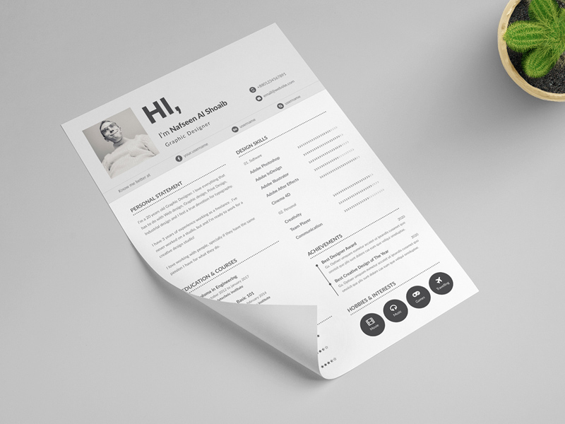 Minimalistic Resume/CV | Free PSD Template | PSD Repo