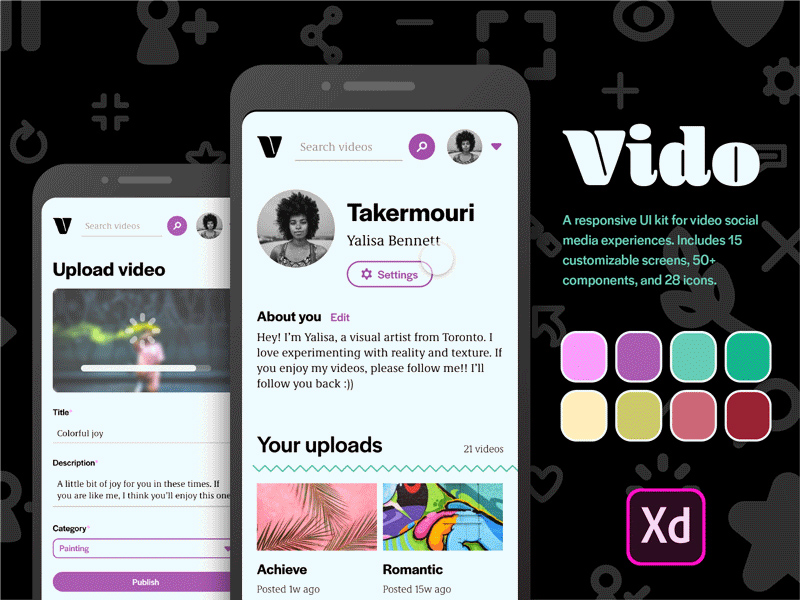 Video Experience UI Kit | Free Xd Templates