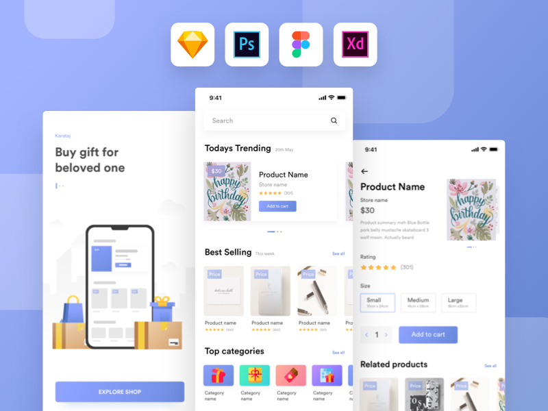 Kamartaj Gift Shop UI Kit For Adobe XD | Free Xd Templates