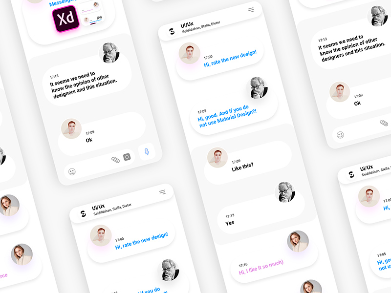 Messenger UI Design | Free Xd Templates