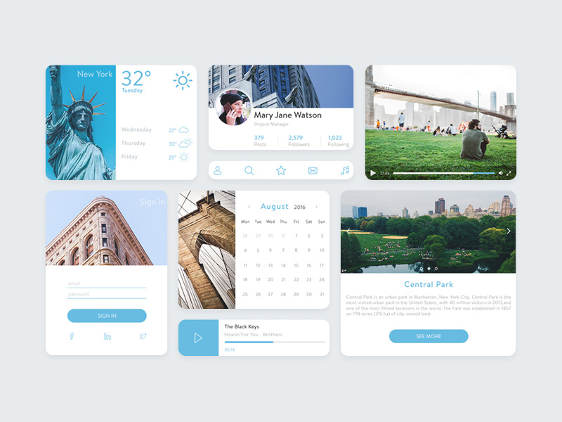 New York UI Kit | Free PSD Template | PSD Repo