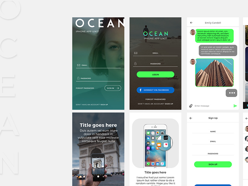 Ocean Mobile UI KIt | Free PSD Template | PSD Repo