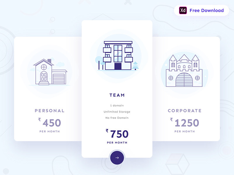 Pricing Plan UI Design | Free Xd Templates