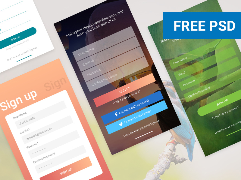 SignUp UI Design Kit | Free PSD Template | PSD Repo