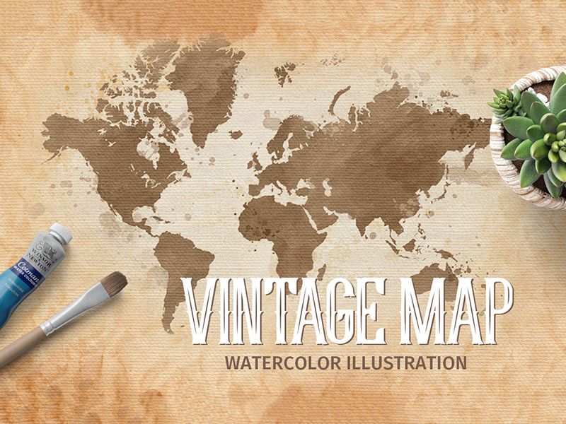 Vintage Watercolor Map Illustration | Free PSD Template | PSD Repo